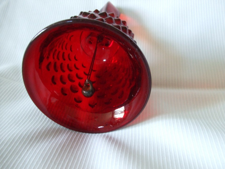 Vintage Fenton deep red hobnail bell, paper clip clapper | eBay