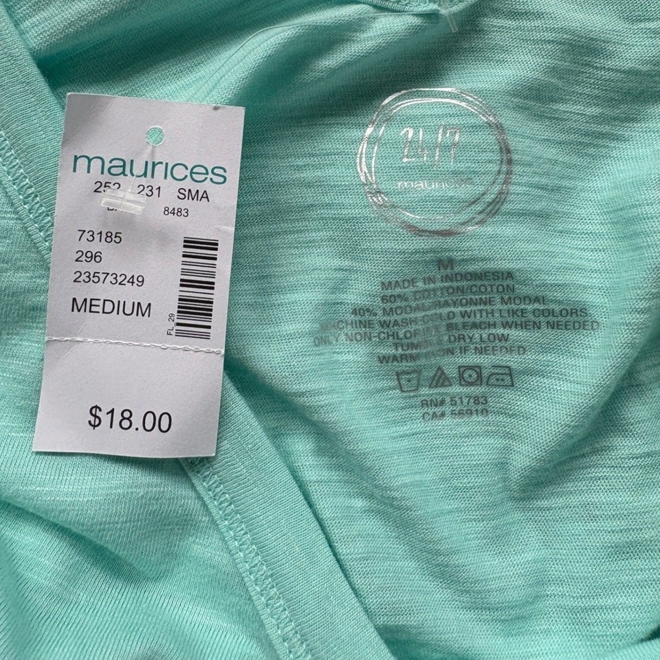 NWT Maurices Aqua Double V-Neck Slub Knit Tank Top, Size Medium ...