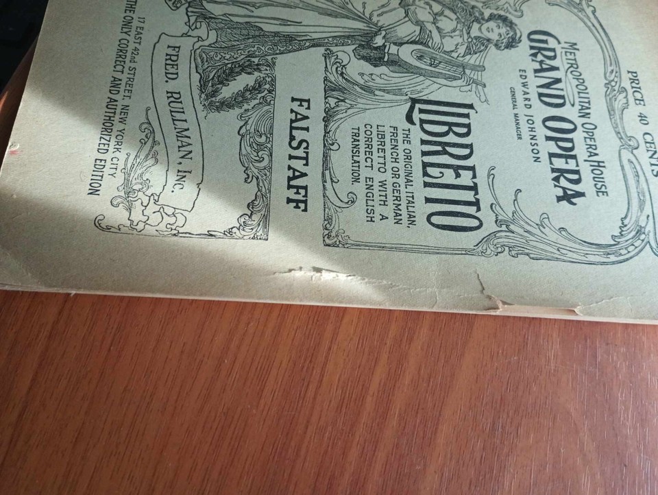 Metropolitan Opera House Grand Opera Libretto Falstaff Playbook | eBay