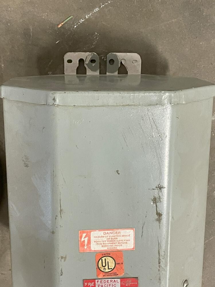 7.50 KVA Federal Pacific Dry Type Transformer 480-120/240 Volt 1 Phase ...