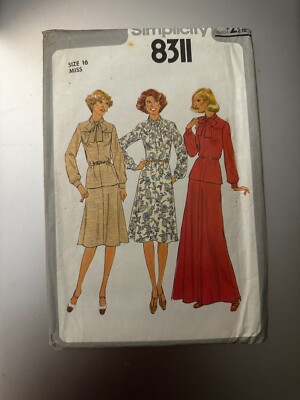 Vintage Simplicity Pattern 8311 Misses Dress Two Lengths Top Skirt Size ...
