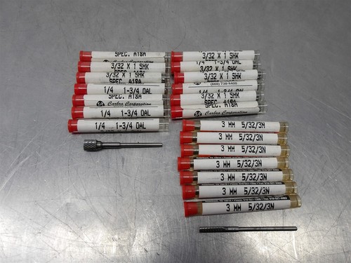 Lot of 18 NEW! Carbro Carbide End Cut Cylinder Burs Steel Shk (12)1/4 ...