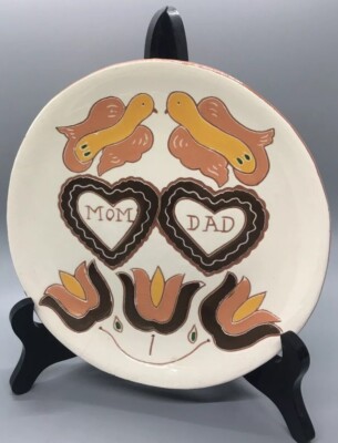 Pennsylvania Dutch Redware Plate 1980 Handmade Mother’s/Father’s Day ...