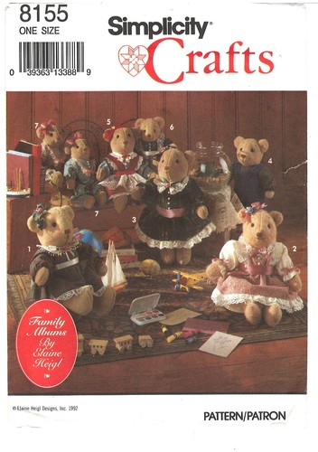 1992 Simplicity Crafts 8155 Bear Clothes 3 sizes Heigl sewing pattern ...