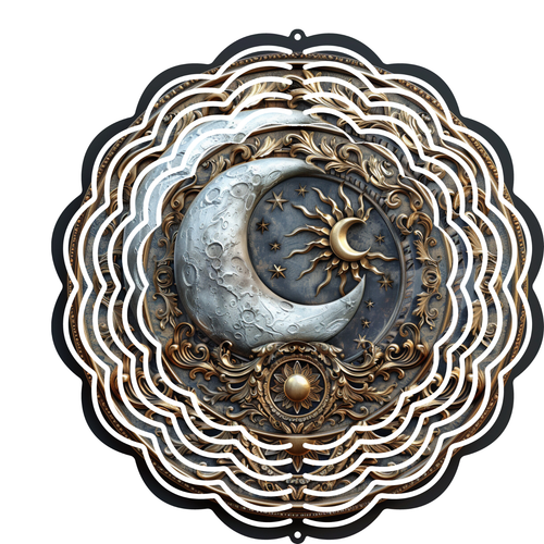 Lunar Radiance 3D Metalwork Moon Wind Spinner | Cosmic Garden Accent | eBay