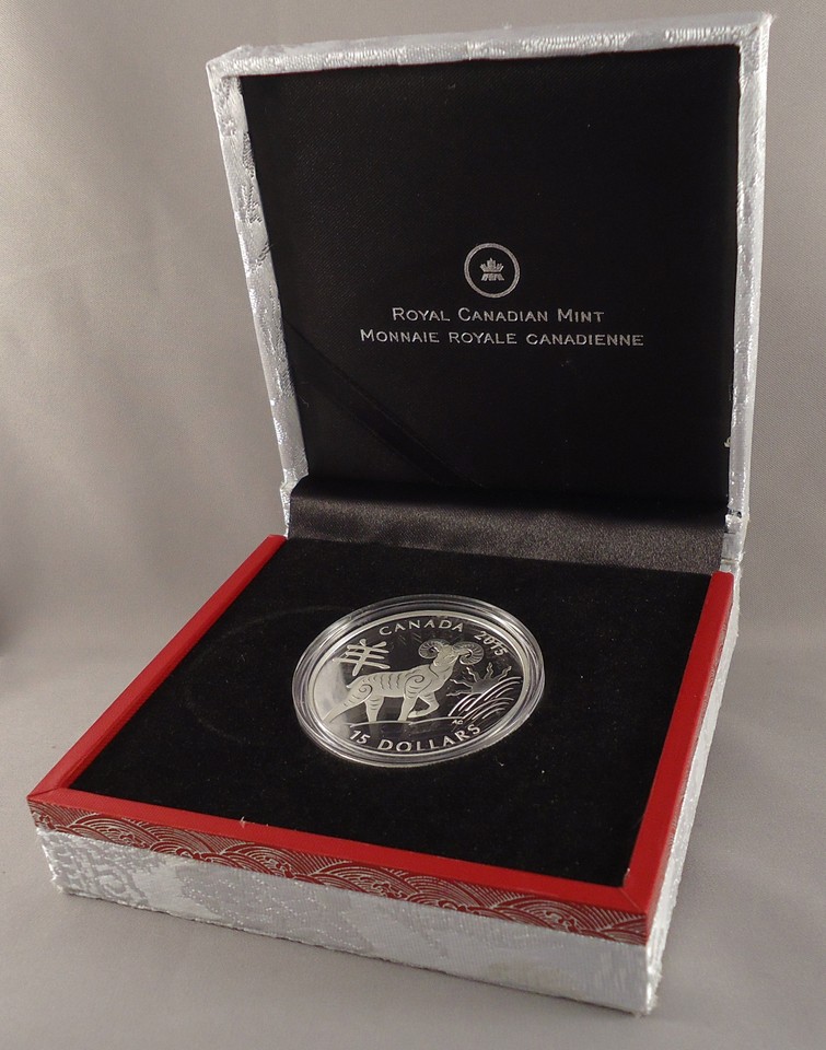 2015 $15 Year of the Sheep, 1 oz. Pure Silver Proof Coin, Asian Design ...