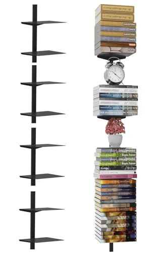Invisible Floating Bookshelf for Wall, 8 Tier Vertical Spine Book Tower ...
