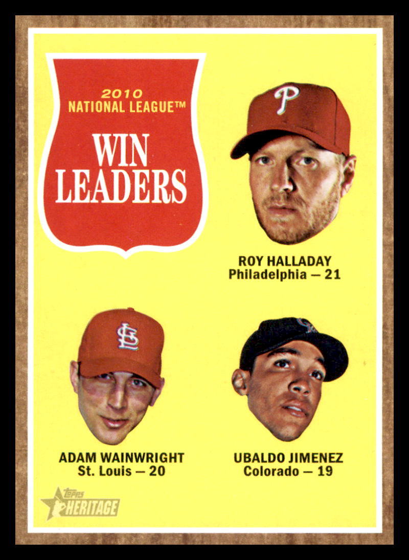 2011 Topps Heritage #58 Roy Halladay / Adam Wainwright / Ubaldo Jimenez ...
