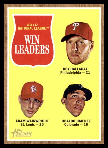 2011 Topps Heritage #58 Roy Halladay / Adam Wainwright / Ubaldo Jimenez ...