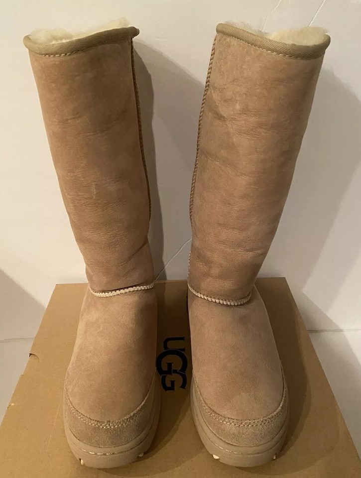 UGG Australia Ultimate Tall Braid Suede Sheepskin Shearling Sand Boot ...