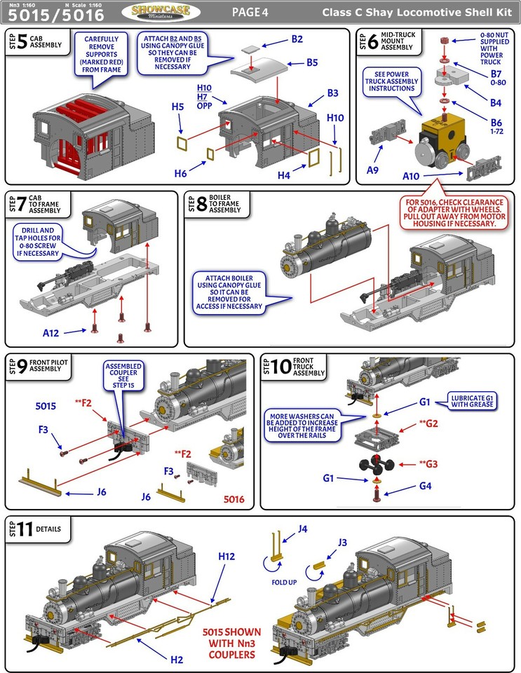 N Scale Class C Shay Locomotive Shell Kit by Showcase Miniatures (5016 ...