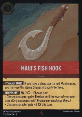 Cold Foil Maui's Fish Hook 132/204 Rare Disney Lorcana | eBay