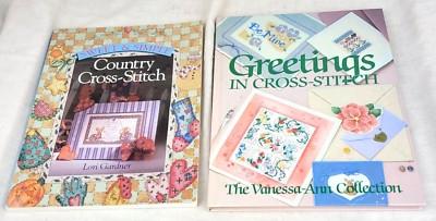 Lot of 2 Cross Stitch Books - Country Cross Stitch, Greetings in Cross ...