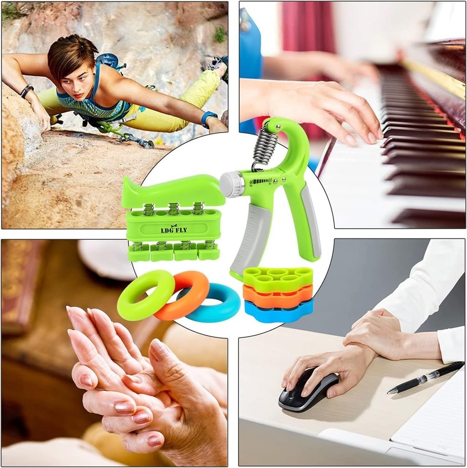 Hand Grip Strengthener Kit with Finger Exerciser, Finger Stretchers ...