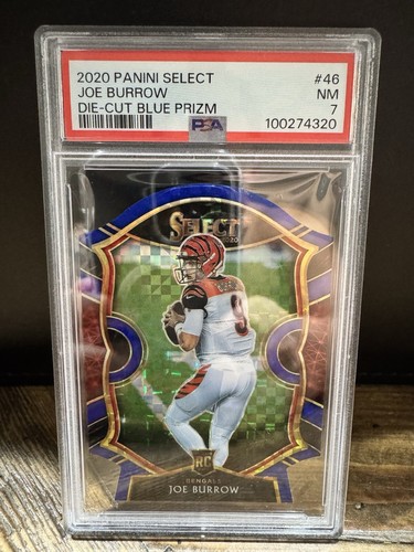 2020 JOE BURROW ROOKIE CARD PSA 7 PANINI SELECT DIE CUT BLUE PRIZM #46 ...