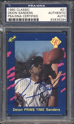 1990 Classic Baseball AUTO Deion PRIME TIME Sanders #21 PSA/DNA ...