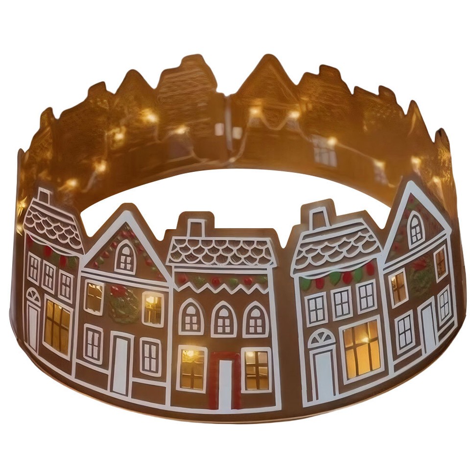 Gingerbread House Christmas Tree Collar LED Christmas Tree Skirt Xmas ...