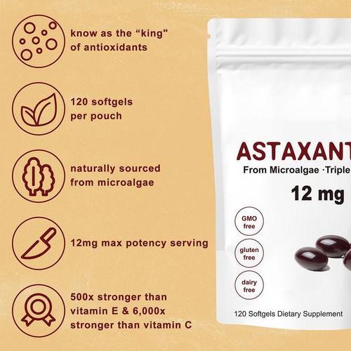 Astaxanthin 12mg Softgels | Premium Astaxanthin Antioxidant Supplements ...