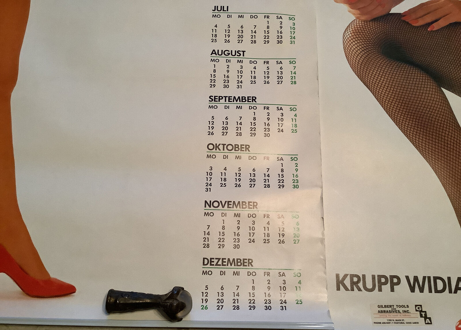 vintage pinup poster calender German Krupp Widia 1987, 1988 | eBay