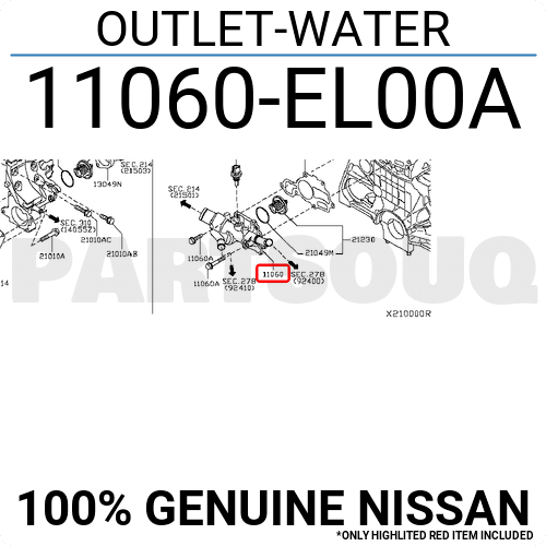 11060EL00A Genuine Nissan OUTLET-WATER 11060-EL00A | eBay