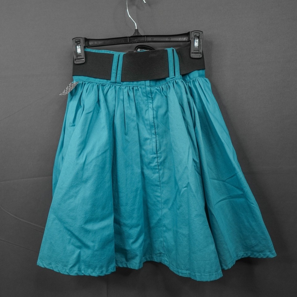 Divided H&M Womens 6 Teal Blue Mini Pleated Wide Belt Y2K Style Flare ...