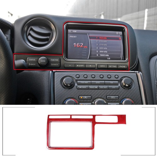Red Central Control GPS Navigation Screen Frame Trim For Nissan GTR R35 ...