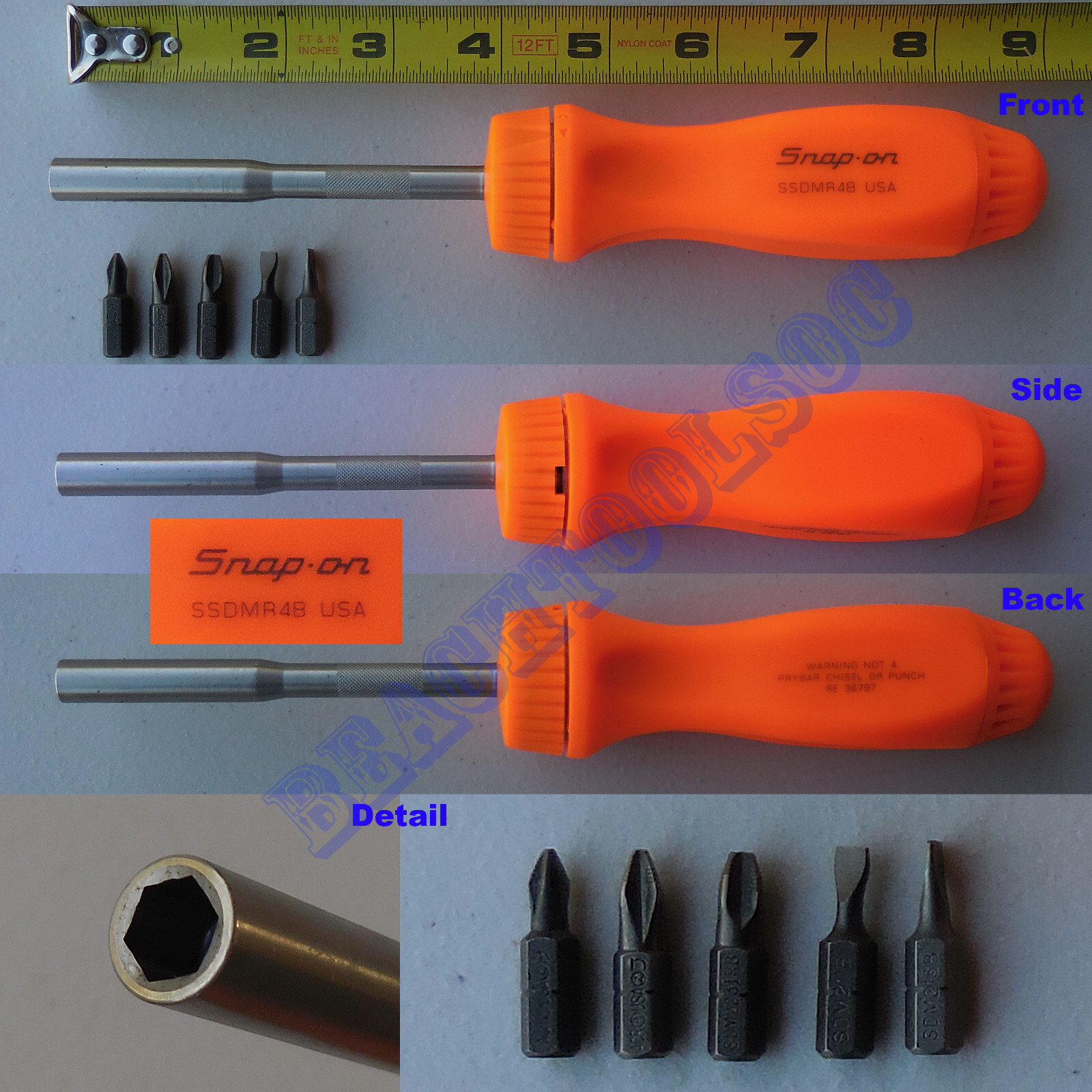 New Snap On Orange Hard Handle Magnetic Ratchet Screwdriver 8 3/4 ...