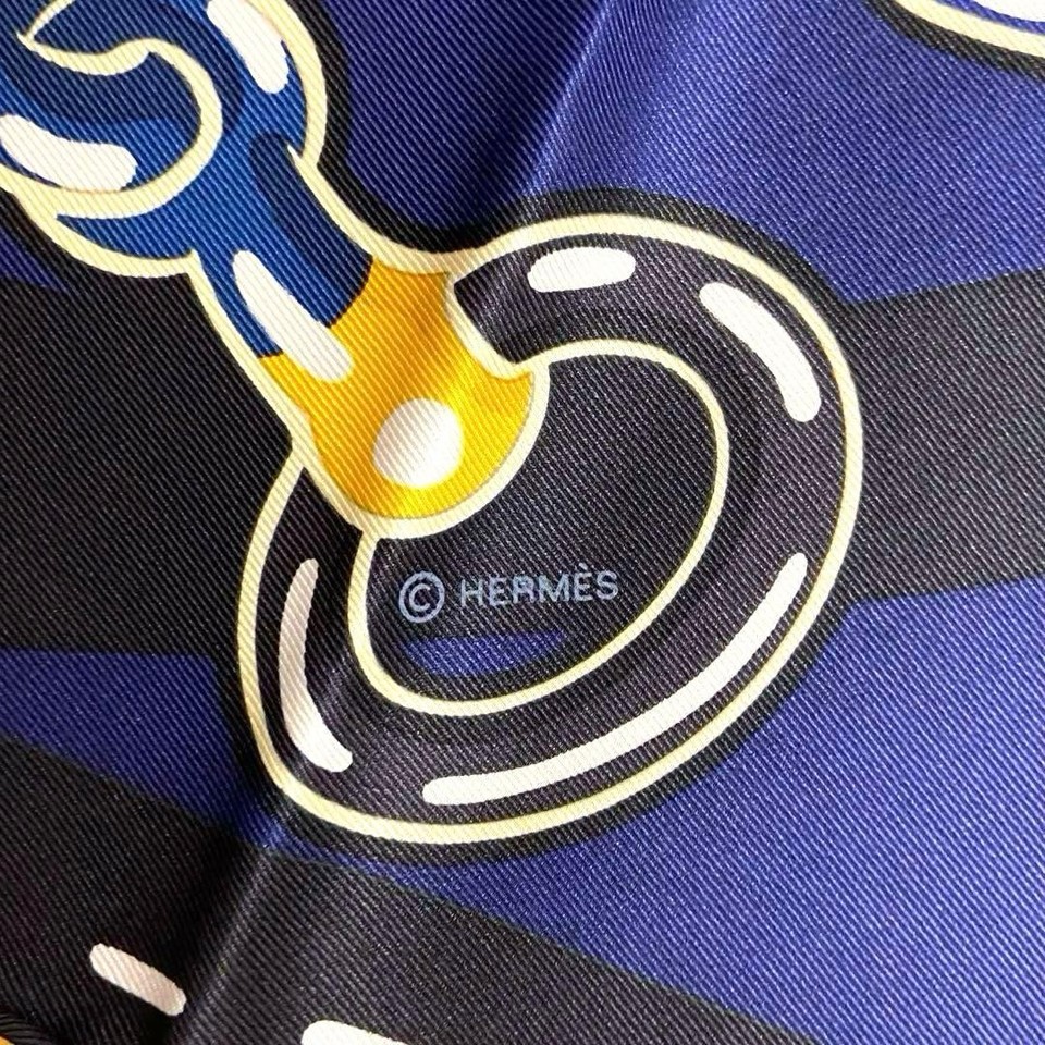 Mint Hermes Silk Scarf Candy Libris Navy 70cm Pop Art Excellent | eBay