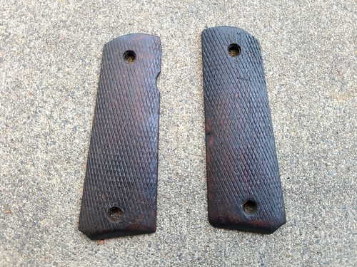 USGI Military 1911 Checkered Wood Grips Original | eBay