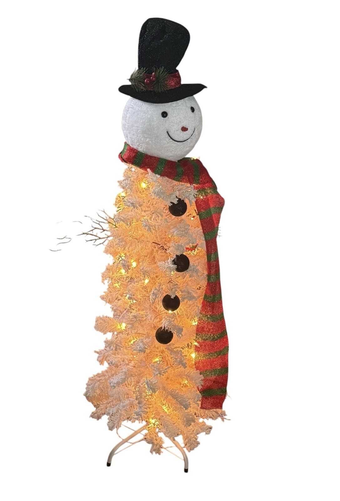 WINTER WONDER LANE 4ft Pre-Lit Flocked Snowman Christmas Tree Vntg | eBay