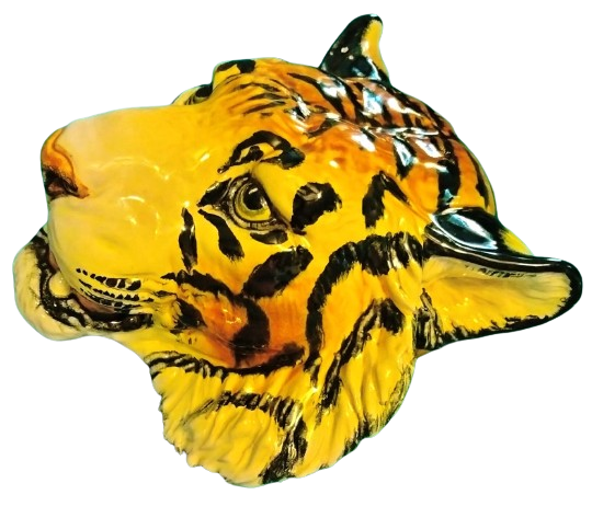 Terracotta Tiger Head 3D Made In Italy marked Ceramic Glazed Vintage ...