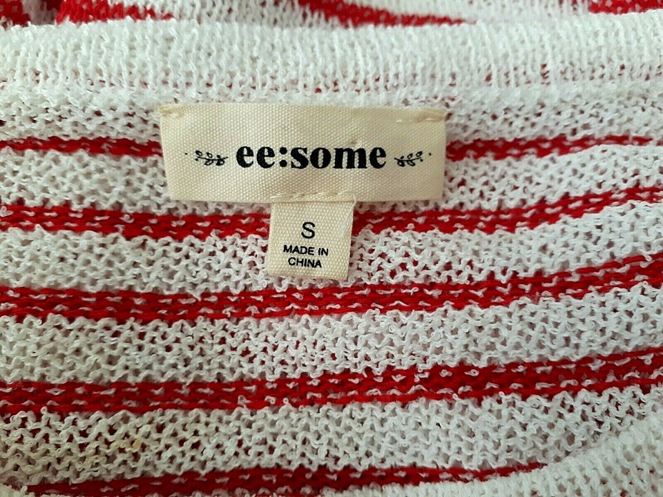 ee:some WOMEN'S SWEATER RED/WHITE STRIPES LONG SLEEVE CREW NECK ...