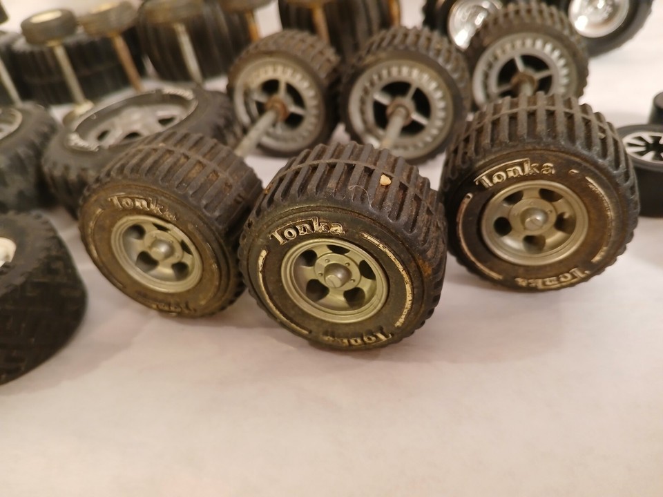 Over 70 Pcs. Lot of Vintage Toy Car/Truck Wheels, Tires, Axle Parts | eBay