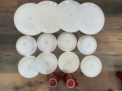 14 Corelle SPLENDOR Round 4 Ea Dinner Bread Plates Bowls 2 Cups WHITE ...