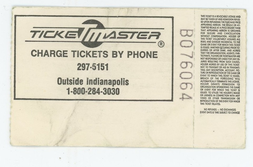 Bruce Springsteen Concert Ticket Tunnel Of Love Tour 1988 Indianapolis ...