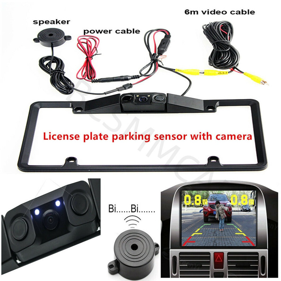 2 LED Car License Plate Frame Backup Reverse Camera Rear View Parking ...