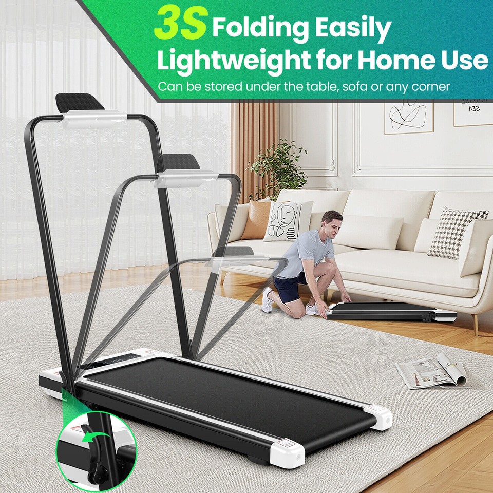 Treadmill Folding Running Walking Machine w/ App Control 2-in-1 for ...