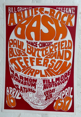 1966 Wes Wilson Jefferson Airplane Butterfield Bill Graham Fillmore ...
