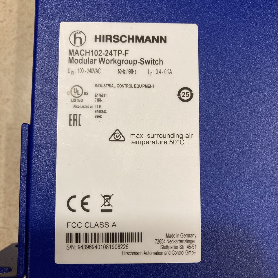 Hirschmann MACH102-24TP-F Modular Workgroup Switch for Industrial ...