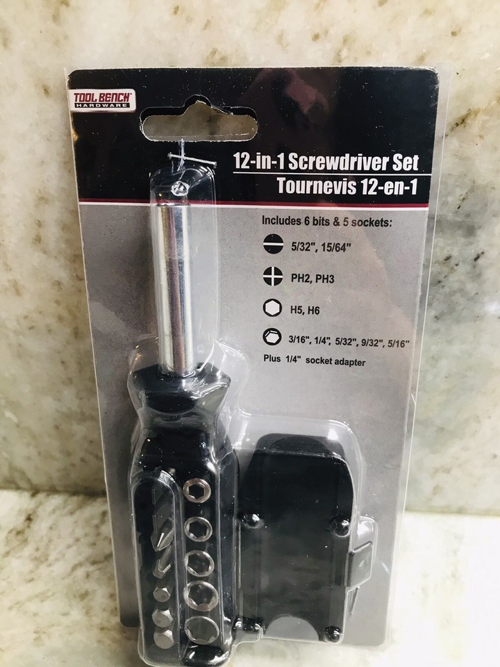 Tool Bench Hardware 12-in-Scrwdriver Set: Includes 6 Bits/5 Sockets | eBay
