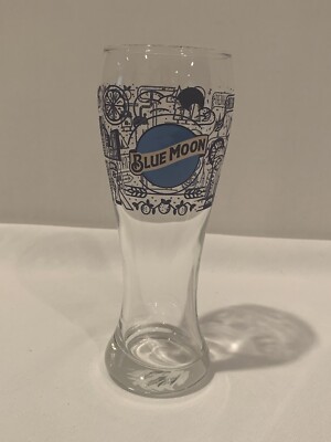 Blue Moon Tall Pilsner Beer Glass DENVER CO. Graphic | eBay