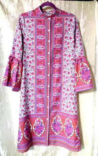 MISSLOOK Pink Floral Light Weight Unlined Lounge Patio Dress Kaftan ...