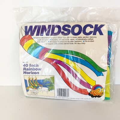 Rainbow Horizon Windsock by Spectra Star Kites Retro NOS 40 Inch 1985 ...