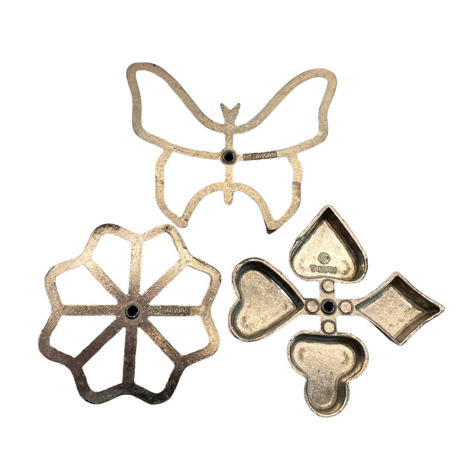 Vintage Pastry Cookie Patty Shell Mold Set Rosette Butterfly Card Suit ...