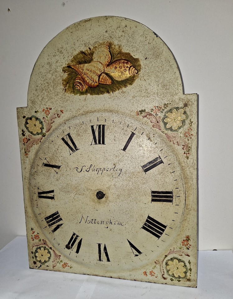 ANTIQUE ENGLISH GRANDFATHER CLOCK DIAL, HAND PAINTED, SHEPPERLEY ...
