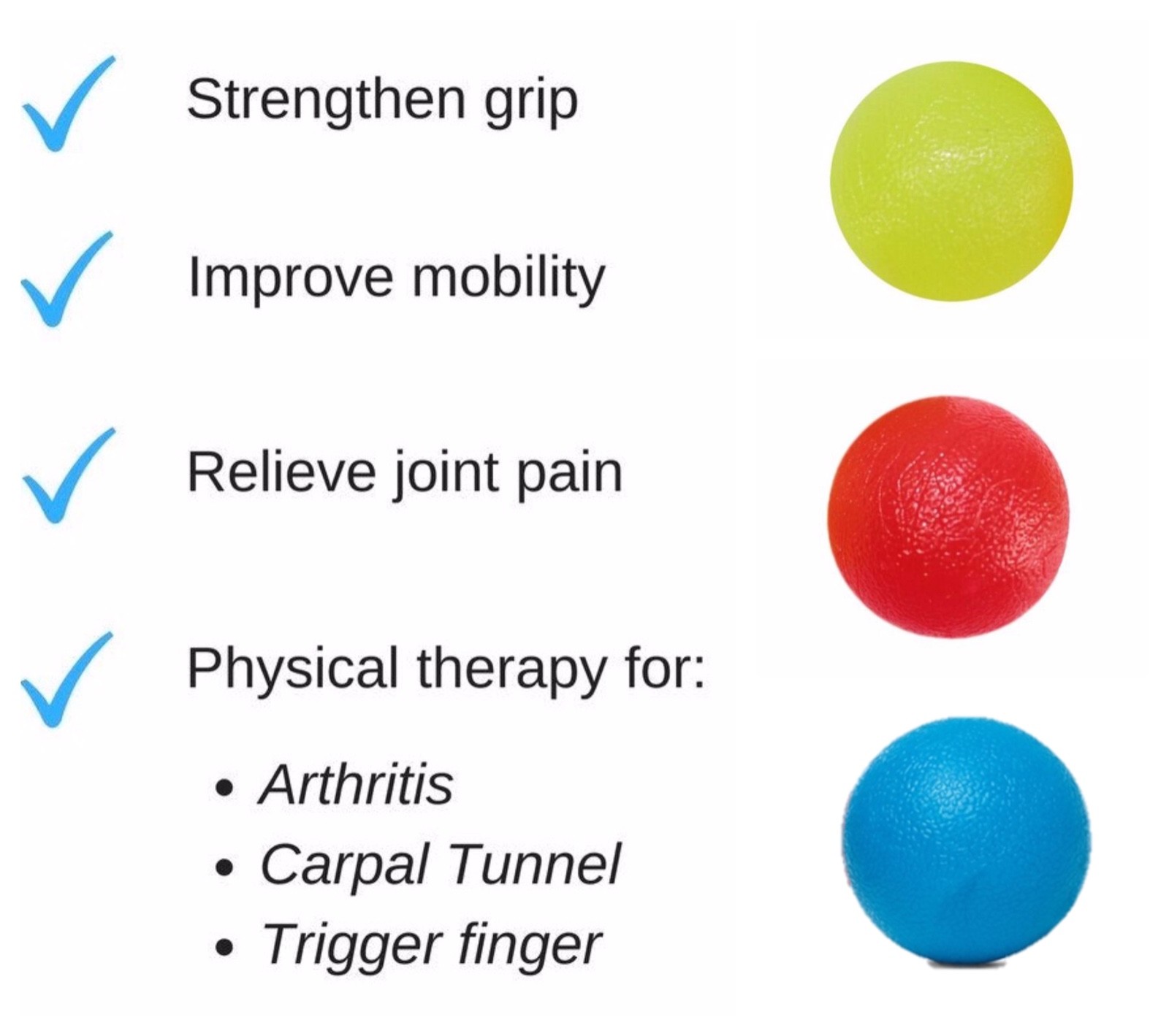 2 Ball Set MEDIUM +FIRM RESISTANCE Grip Strength Rehab Hand Therapy ...