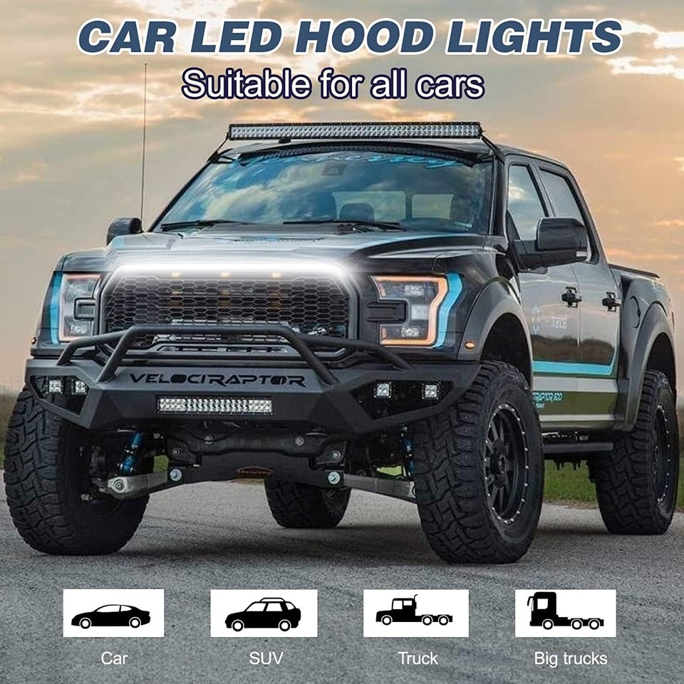 For Chevy Silverado 1500 2500 3500 LED Hood Light Strip Scan Startup ...