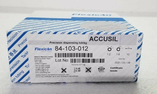 Accusil Platinum Cured tubing Flexicon 84-103-012 1.2mm Bore X 1.6mm ...