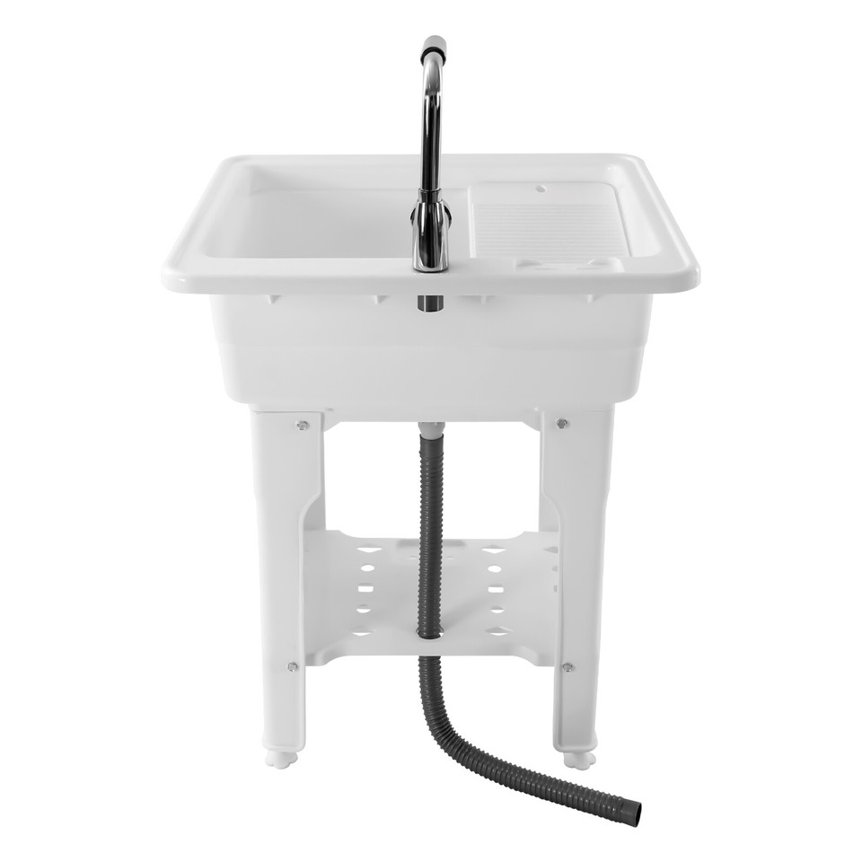 Freestanding Laundry Sink with Washboard Utility Sink with Cold and Hot ...