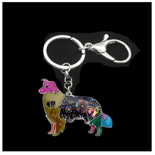 Enamel Dog Keyring - Bag Handbag Charm - Key Chain Ring - Animal Dog ...